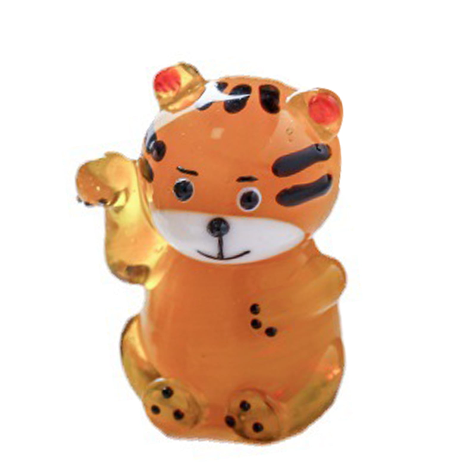JULYING Miniature Glass Tiger Figurine Lucky Animal Tigers Cute Mini ...