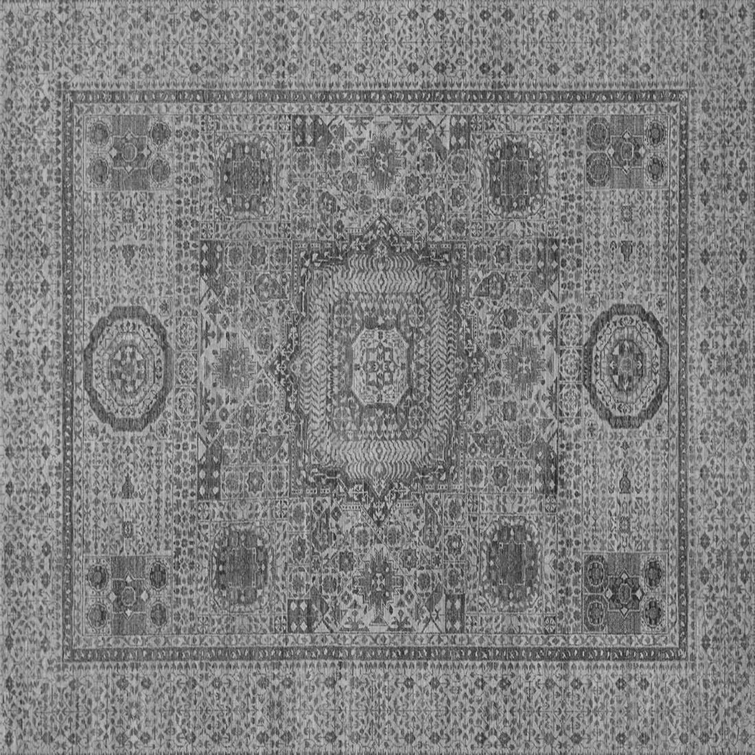 Ahgly Company Indoor Square Abstract Gray Modern Area Rugs, 7' Square ...