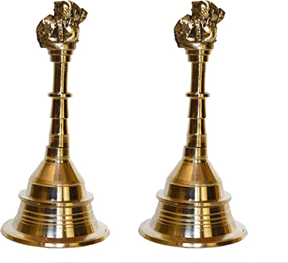 Aakrati Brass Metal Hand Bell Pair Pooja Accessory for Home Temple in ...