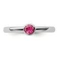 High 4mm Round Pink Tourmaline Sterling Silver Ring - Walmart.com