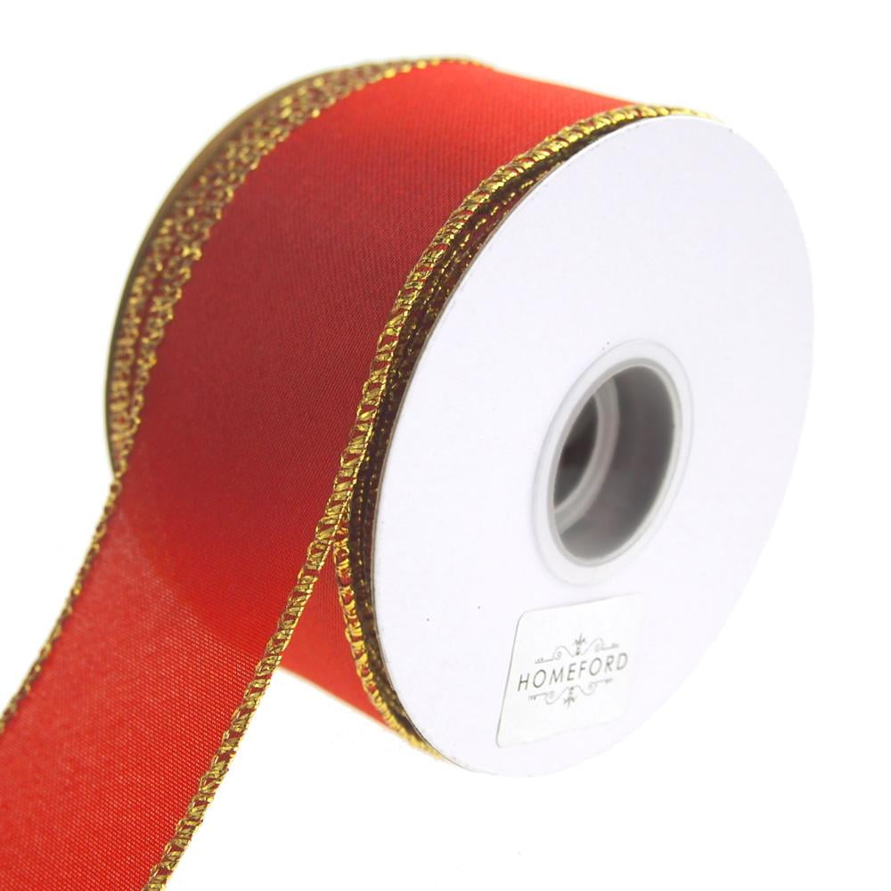 Metallic Edge Wired Christmas Holiday Ribbon, Red, 1-1/2-Inch, 10 Yards ...