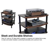 Rockville FLX Dark Wood Adjustable Height 4 Shelf Home Theater Audio ...