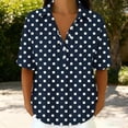 RQYYD Womens Short Sleeve Tops Casual Collared Blouses Polka Dot Henley ...