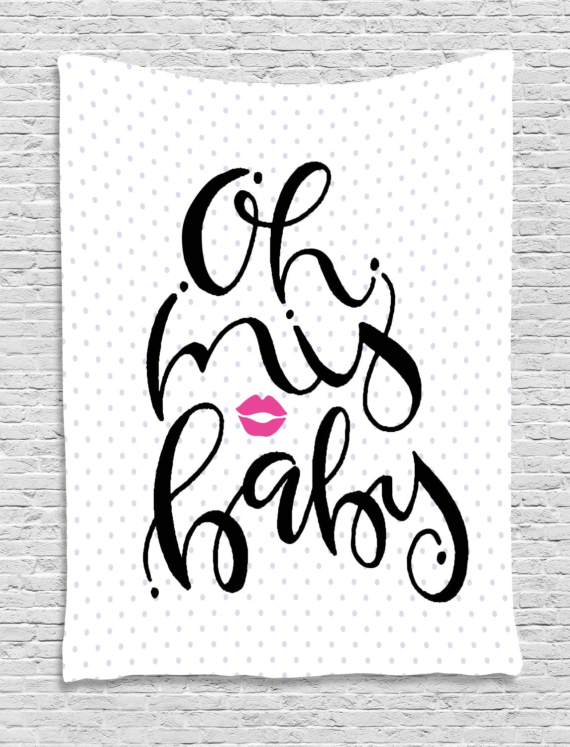 Oh Baby Tapestry, Artistic Hand-Written Style Oh My Baby Phrase with ...