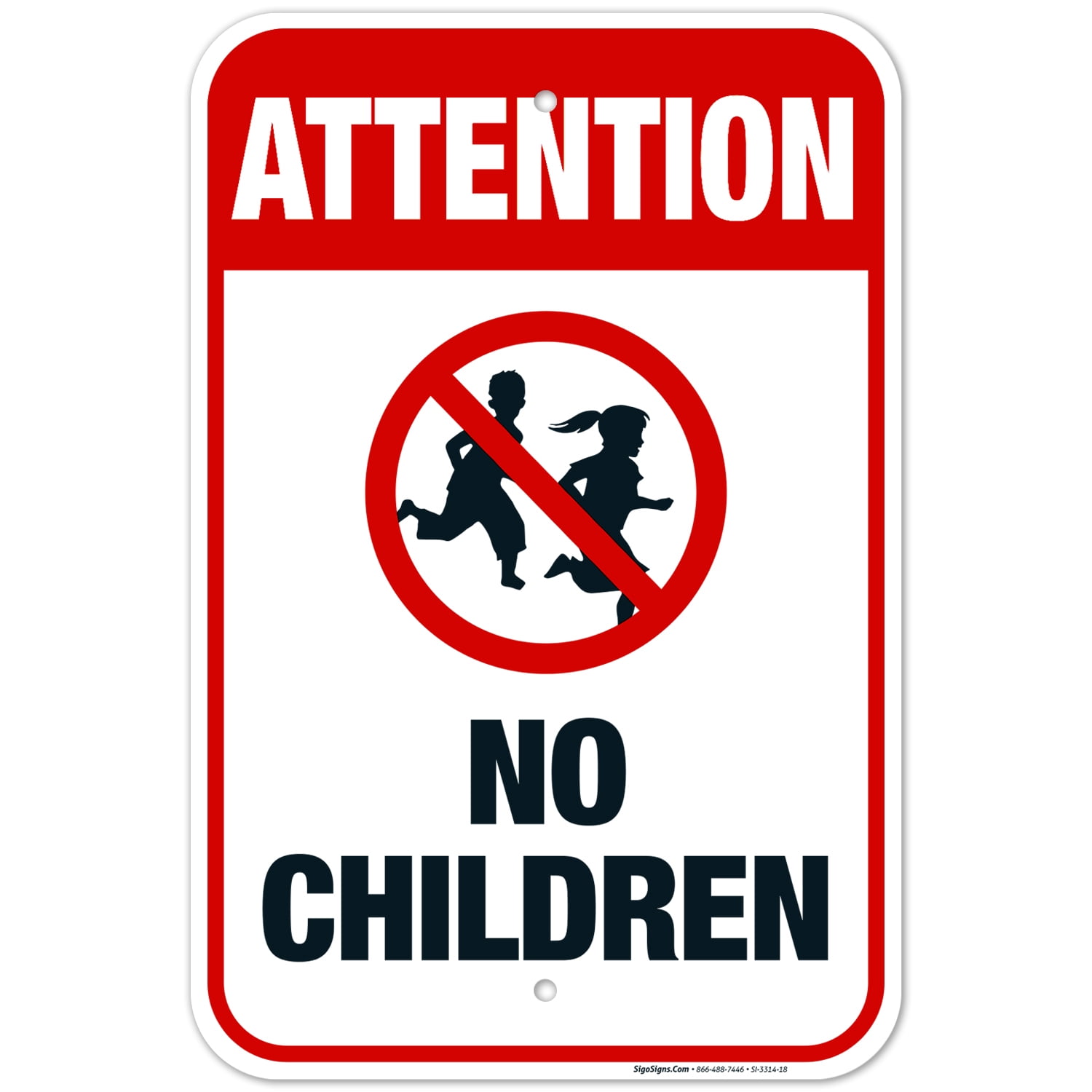 Attention No Children Sign, Traffic Sign, 12x18 Aluminum - Walmart.com
