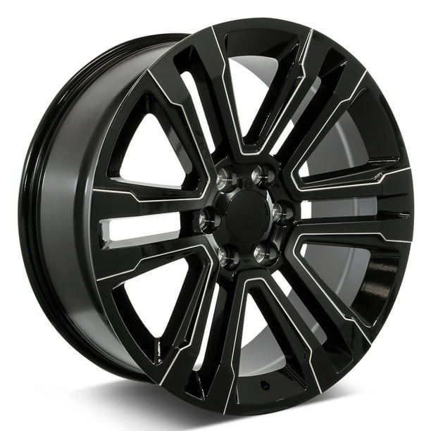 Set of 24" Black Milled SLT Style Wheels for Chevy Tahoe, Silverado ...