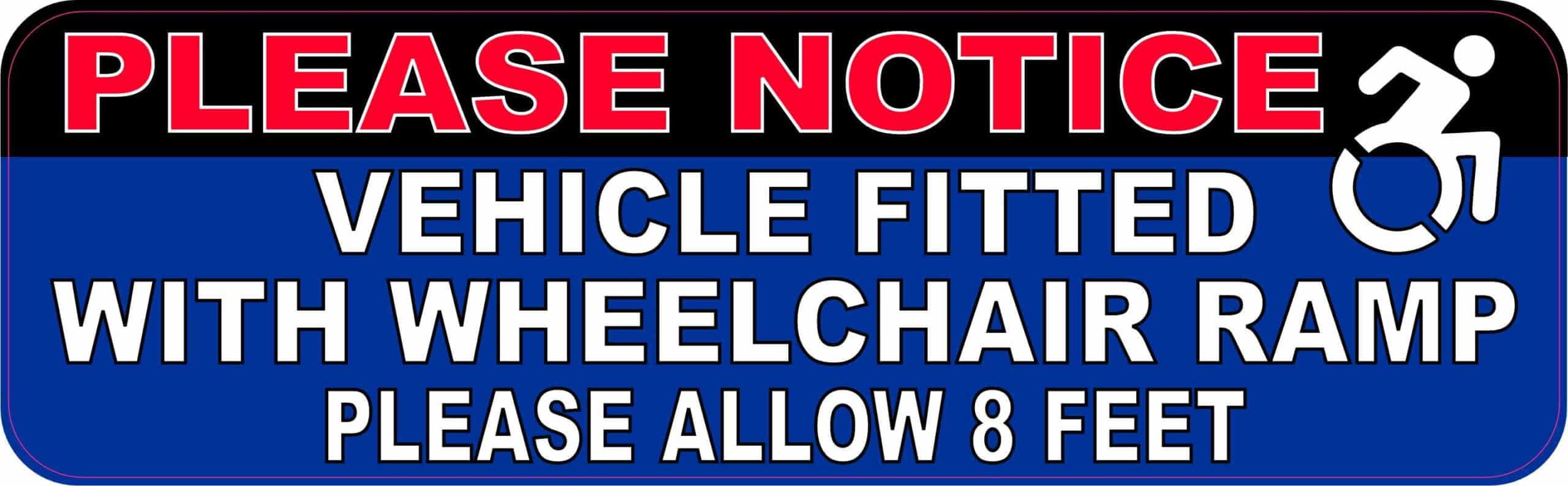 StickerTalk Wheelchair Ramp Allow 8 Feet Vinyl Sticker, 10 inches x 3 ...
