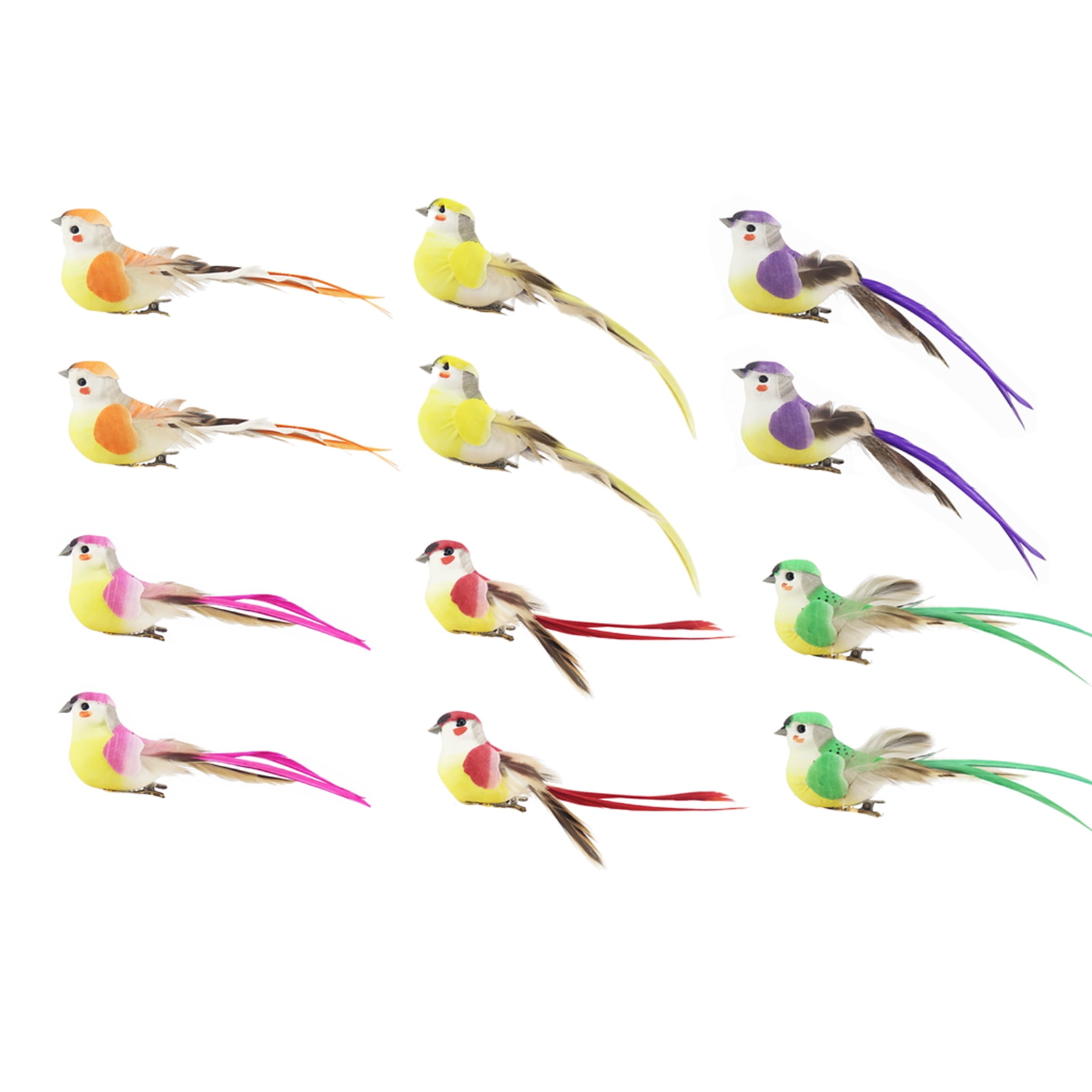 12 Pieces Fake Artificial Foam Bird Feathers Perched Christmas Tree ...