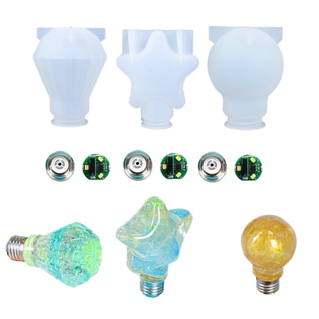 Vingtank Epoxy Light Bulb Silicone Mold Set with DIY LED Chips Metal ...
