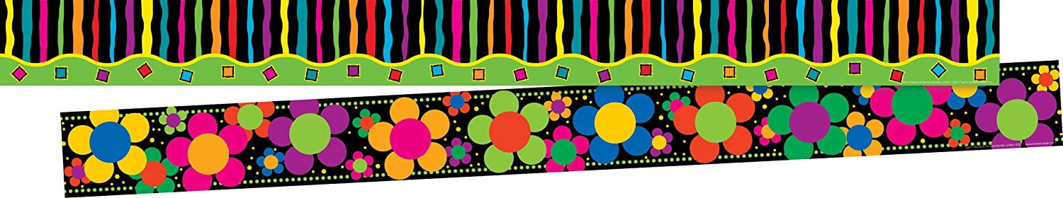 Barker Creek Double-Sided Border, Neon Stripes, for Bulletin Boards ...