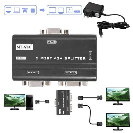 MT-2502AS 1 PC to 2 Port Monitor Switch Box RGB Splitter VGA Video LCD ...