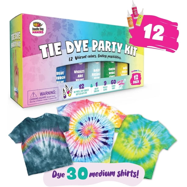 Tie Dye Kit for Kids & Adults - 12 Large Tye Dye Bottles with Tie Dye ...