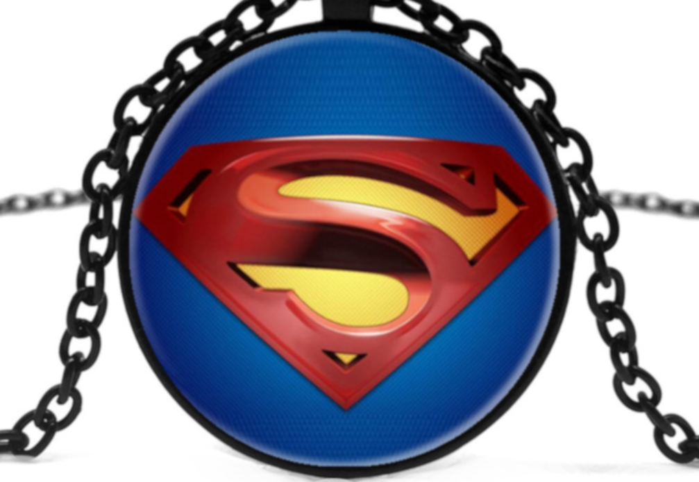 Superman Superhero Black Enamel Necklace High Anti-Tarnish Resistant ...