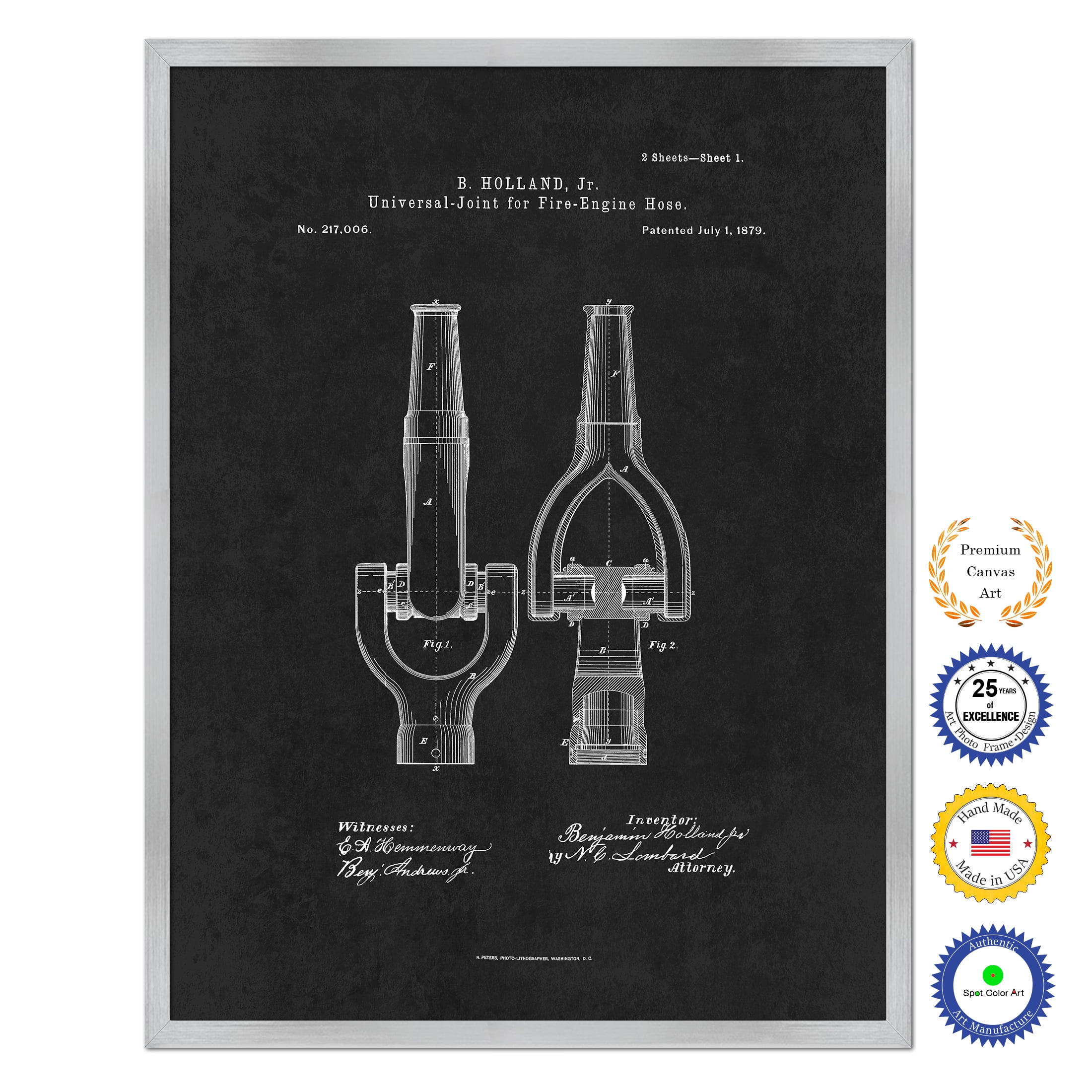 1879 Firefighter Universal Joint for Fire Engine Hose Antique Patent ...