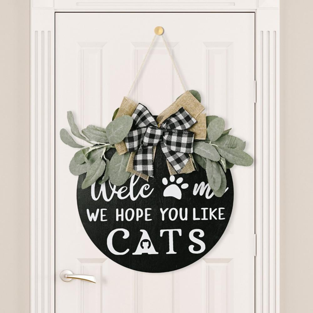 Welcome Sign for Front Door Front Porch, Wooden Round Hanging Welcome ...
