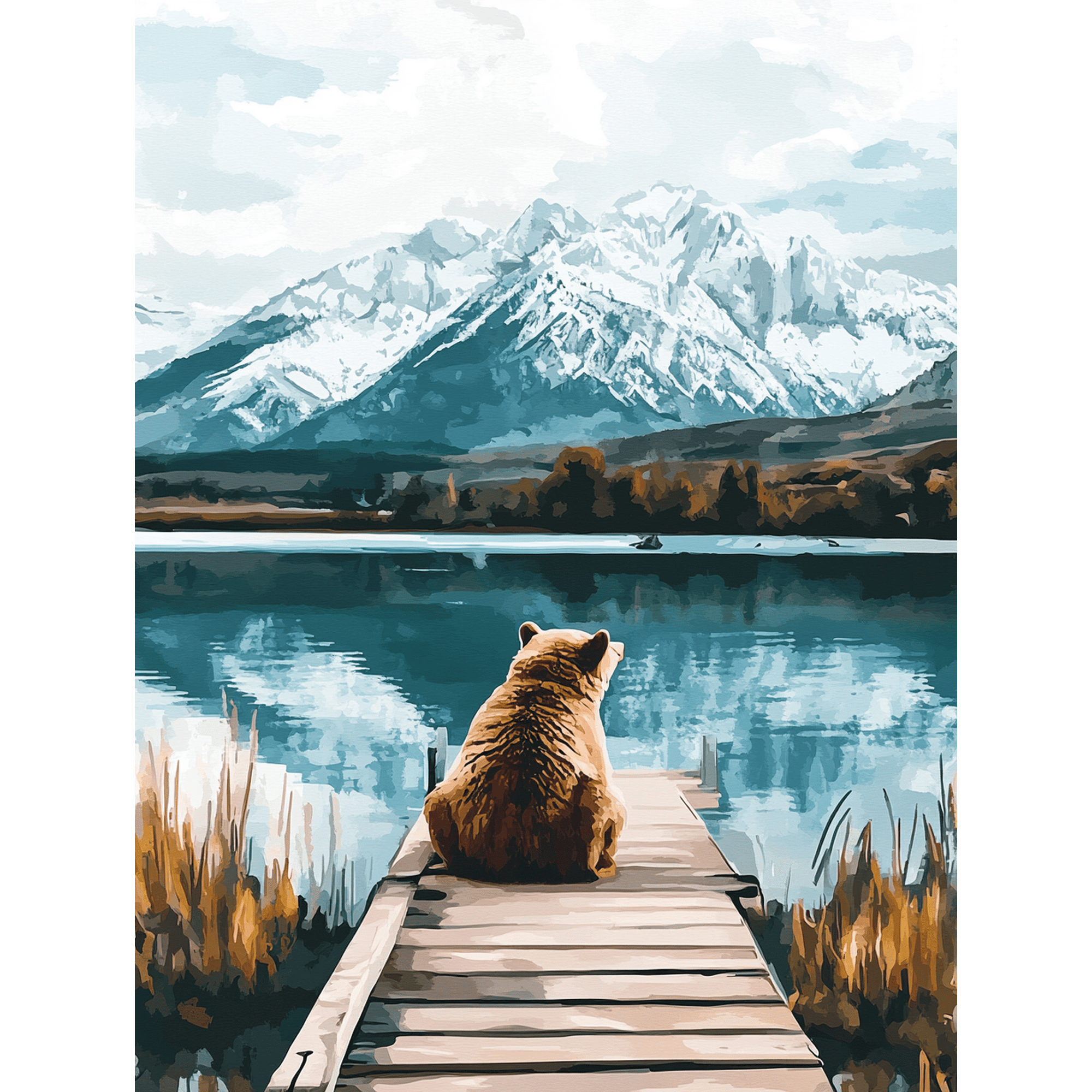 Click here for Qisvanset Mountain Bear Lake Canvas Painting Wall... prices