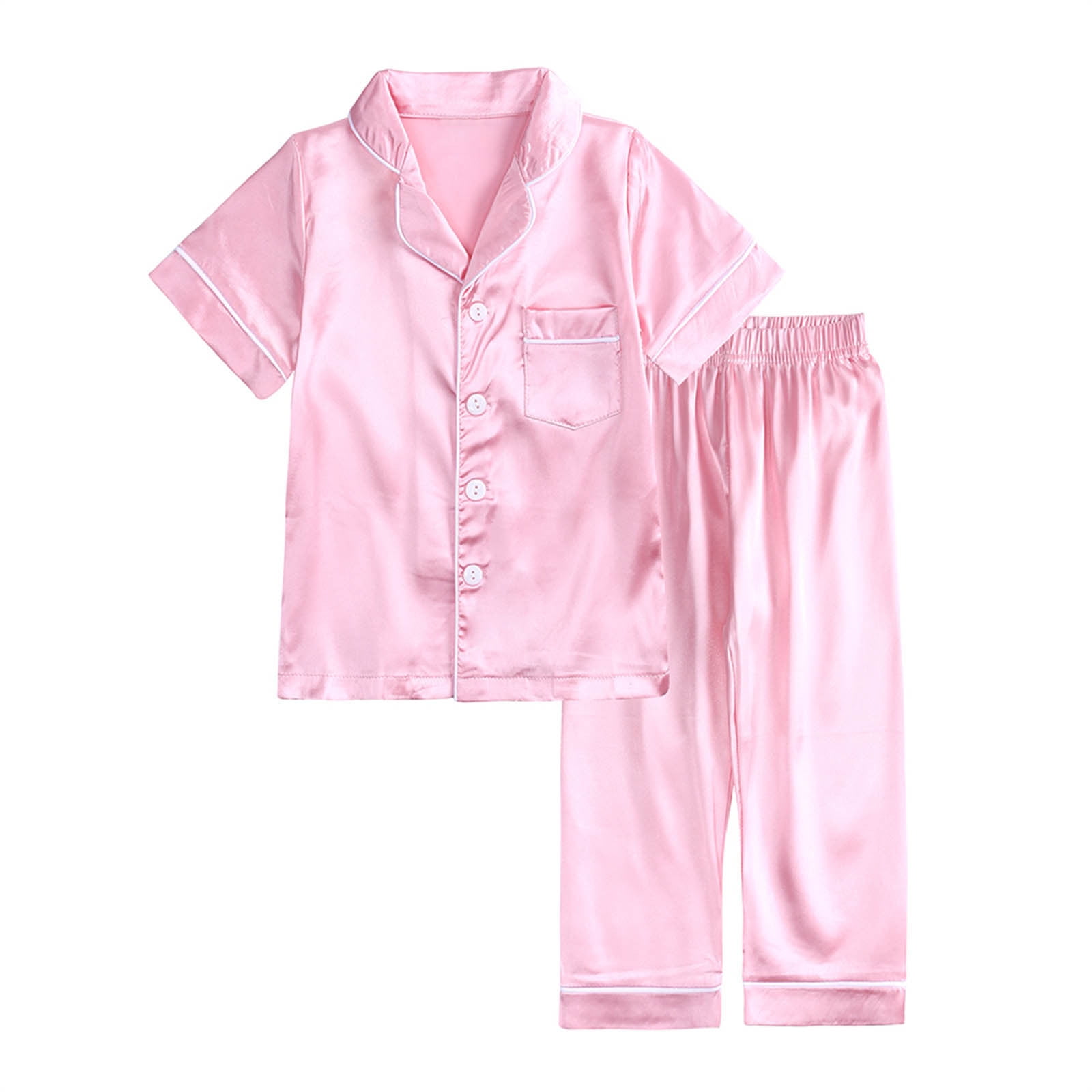Click here for Zanvin Kids Satin Pajamas Sets Girls Boys Button-D... prices