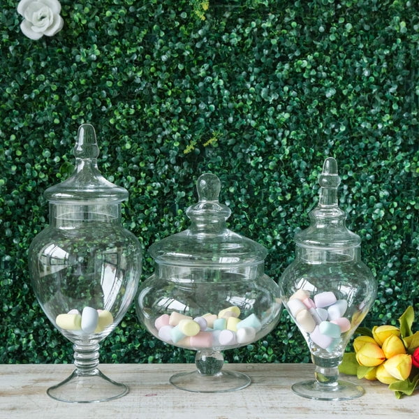 Efavormart Set Of 3 Glass Apothecary Candy Jars With Lids 10 12 14
