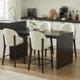 Set of 4 Modern Faux Linen Counter Stools, Ergonomic Bar Stools with ...