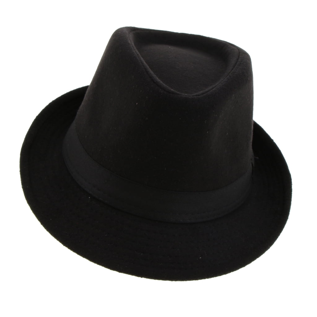 Mens Felt Fedora Hat Narrow Brim Ribbon Band Warm Manhattan Panama Hat ...