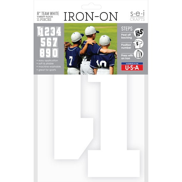S.E.I. 8-inch Iron-on T-Shirt Numbers, Varsity Number Flock Heat ...