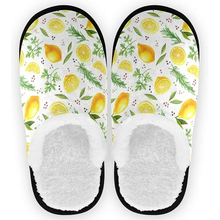 Fresh Lemons Watercolor Spa Slippers Tropical Fruit Pattern House ...