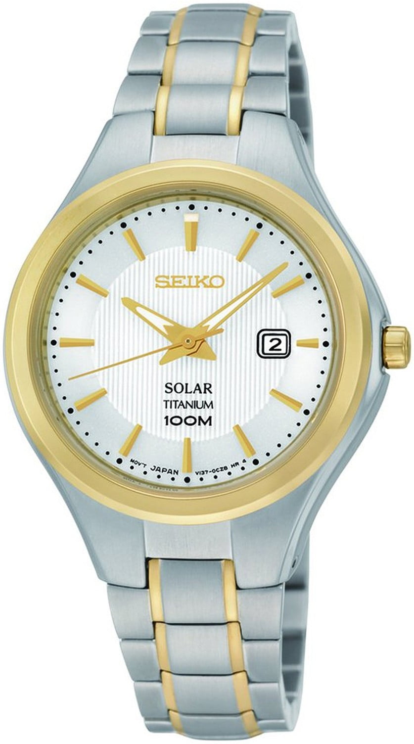 Seiko - Seiko Women's Solar Titanium Case and Bracelet Silver Dial Two ...