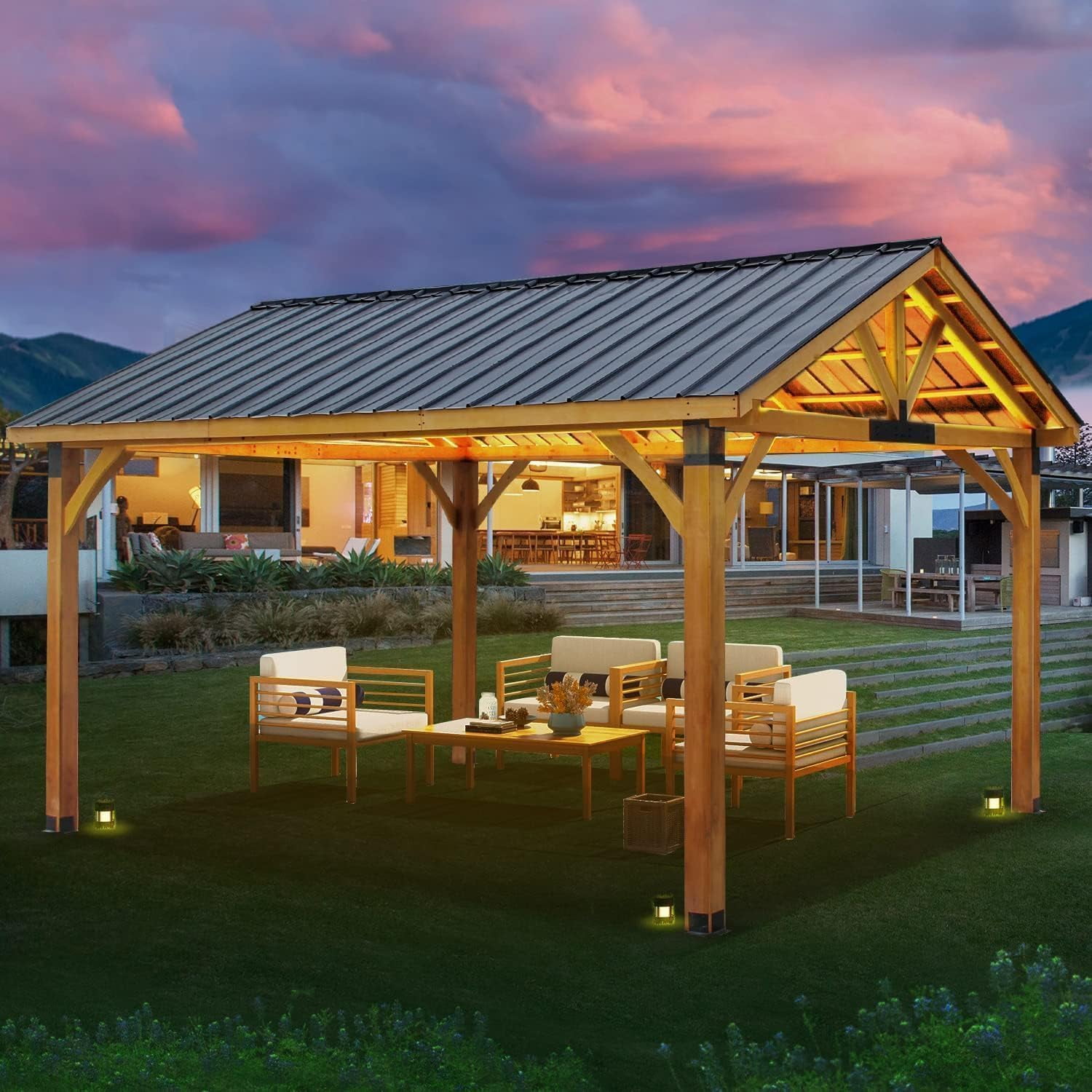 Click here for Yodolla 14 X 12 Hardtop Outdoor Wooden Grill Gazeb... prices