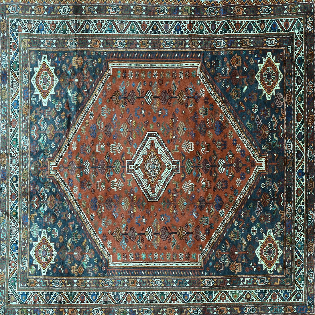 Ahgly Company Indoor Square Persian Light Blue Traditional Area Rugs, 6 ...