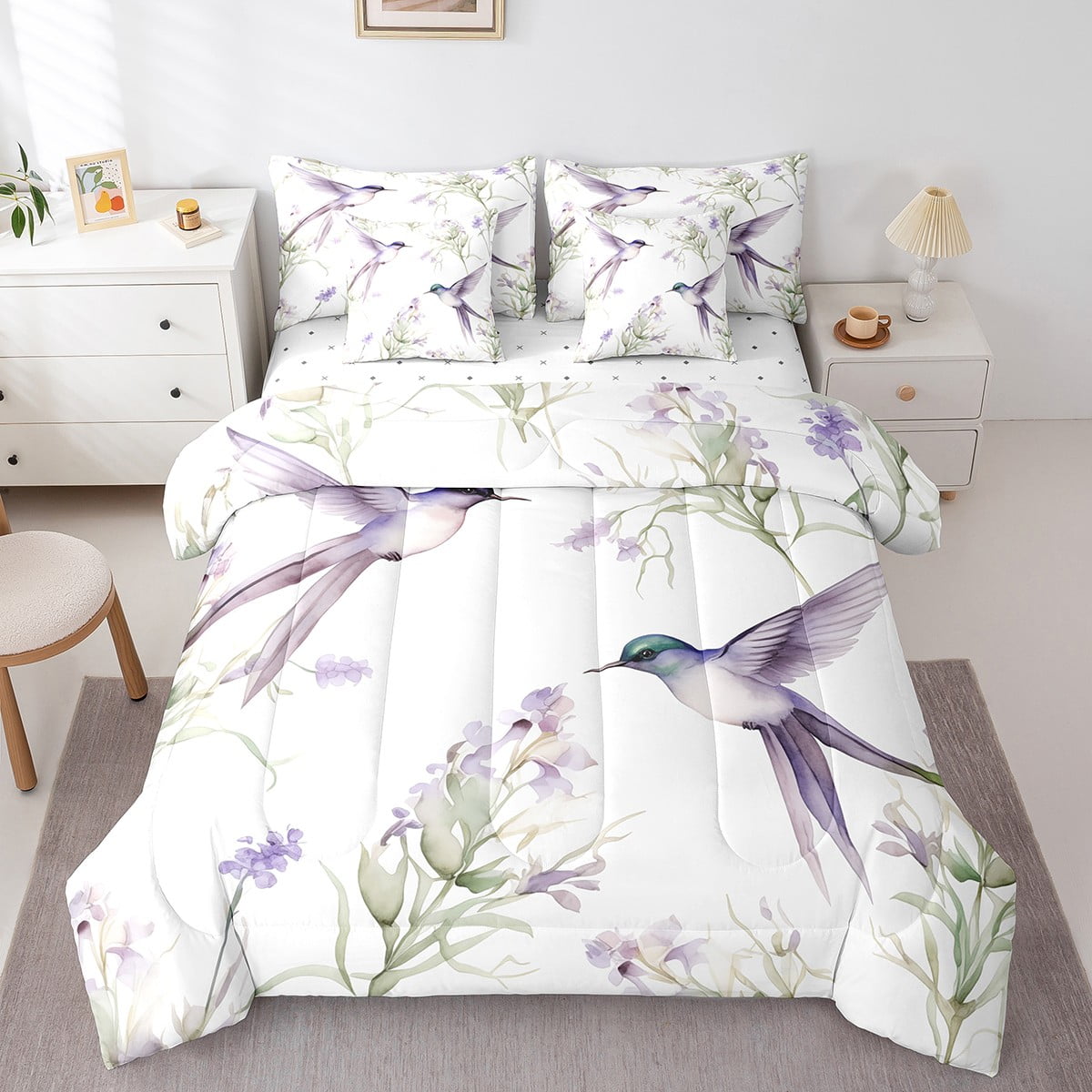 Click here for Yst Kawaii Hummingbird Queen Size Comforter Set 7p... prices