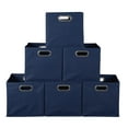 Collapsible Home Storage Set Of 6 Foldable Fabric Storage Bins Blue