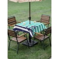 Blue Anchor Square Outdoor Tablecloth with Umbrella Hole Costal ...