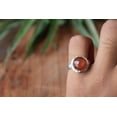 ELANZAA JEWELS- Carnelian Gemstone Ring Natural Round Cut Orange ...