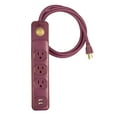 Mainstays 6' 14/3 SJT 3-Outlet Red Burgundy Retro Design Power Strip W ...