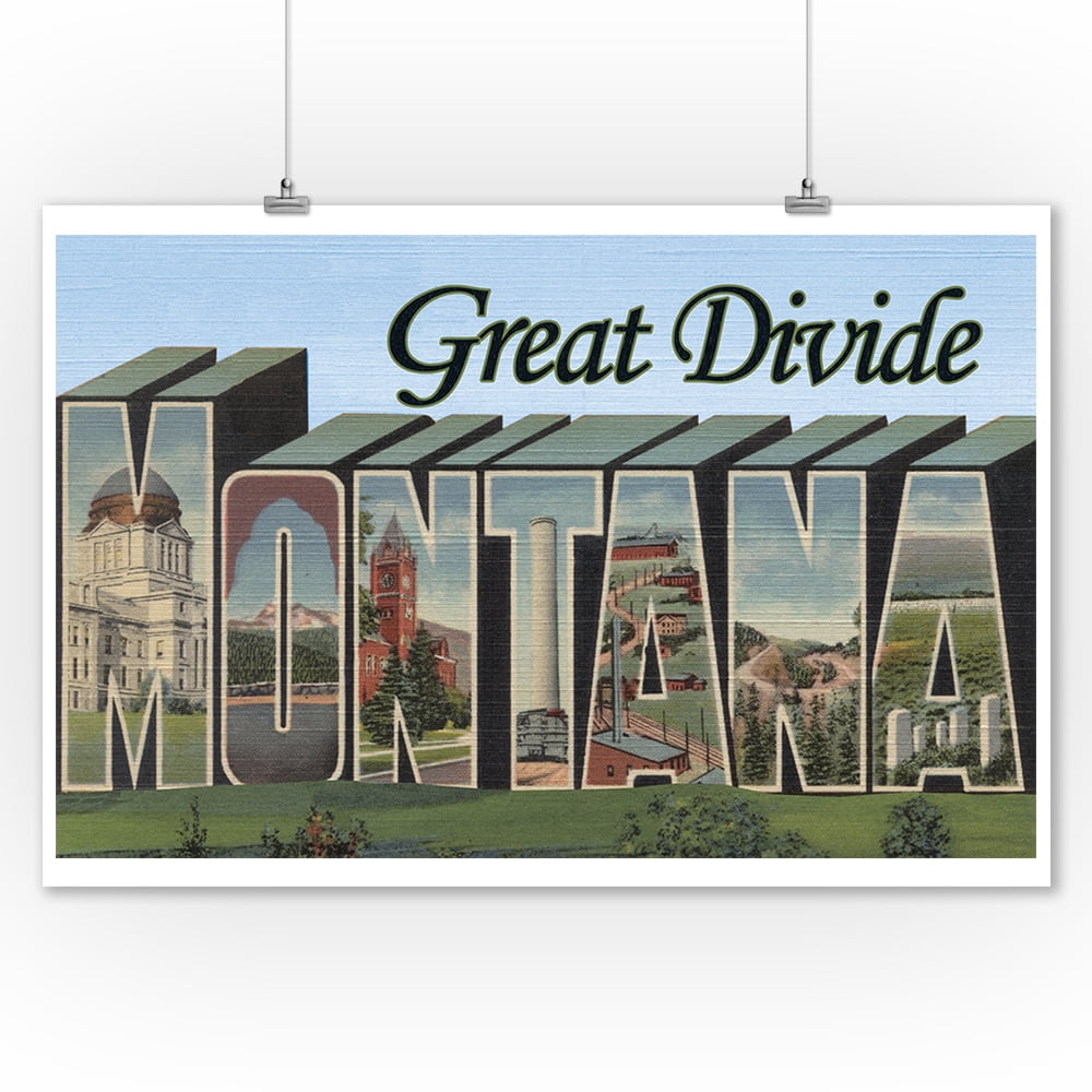 Great Divide, Montana - Large Letter Scenes (9x12 Art Print, Wall Decor ...