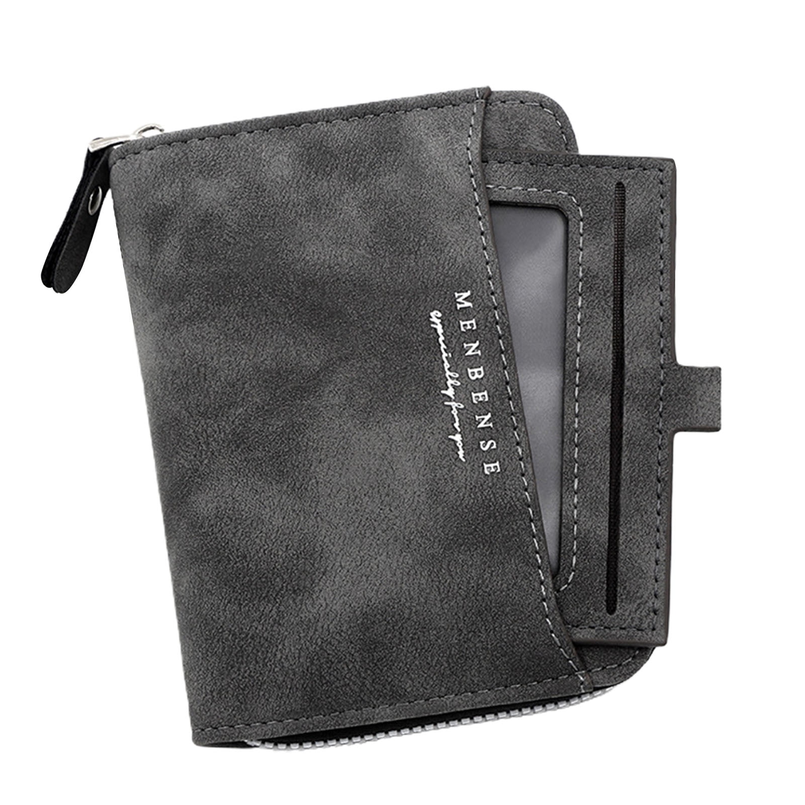 Fusipu Men Wallet Draw Card Design Large Capacity Faux Leather Retro ...