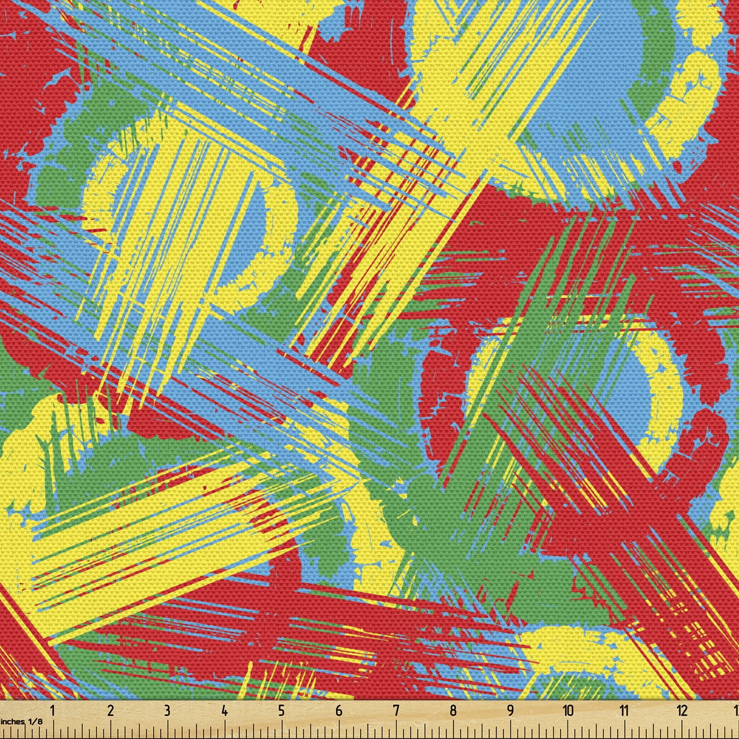 Colorful Fabric by the Yard, Abstract Paintbrush Strokes in Jumble ...