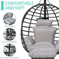 FKSLIFE Hanging Egg Chair With Stand Cushion Footrest Swing Wicker ...