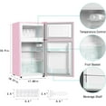 Kcpolre Mini Fridge with Freezer, Compact 3.2 Cu.ft Refrigerator, Pink ...