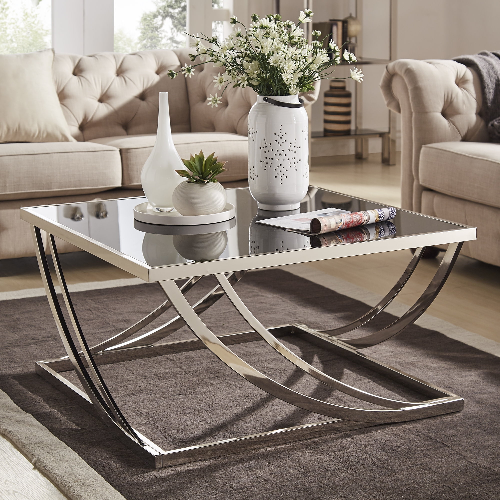 Weston Home Tyron Modern Steel Arch Curved Sculptural Coffee Table ...