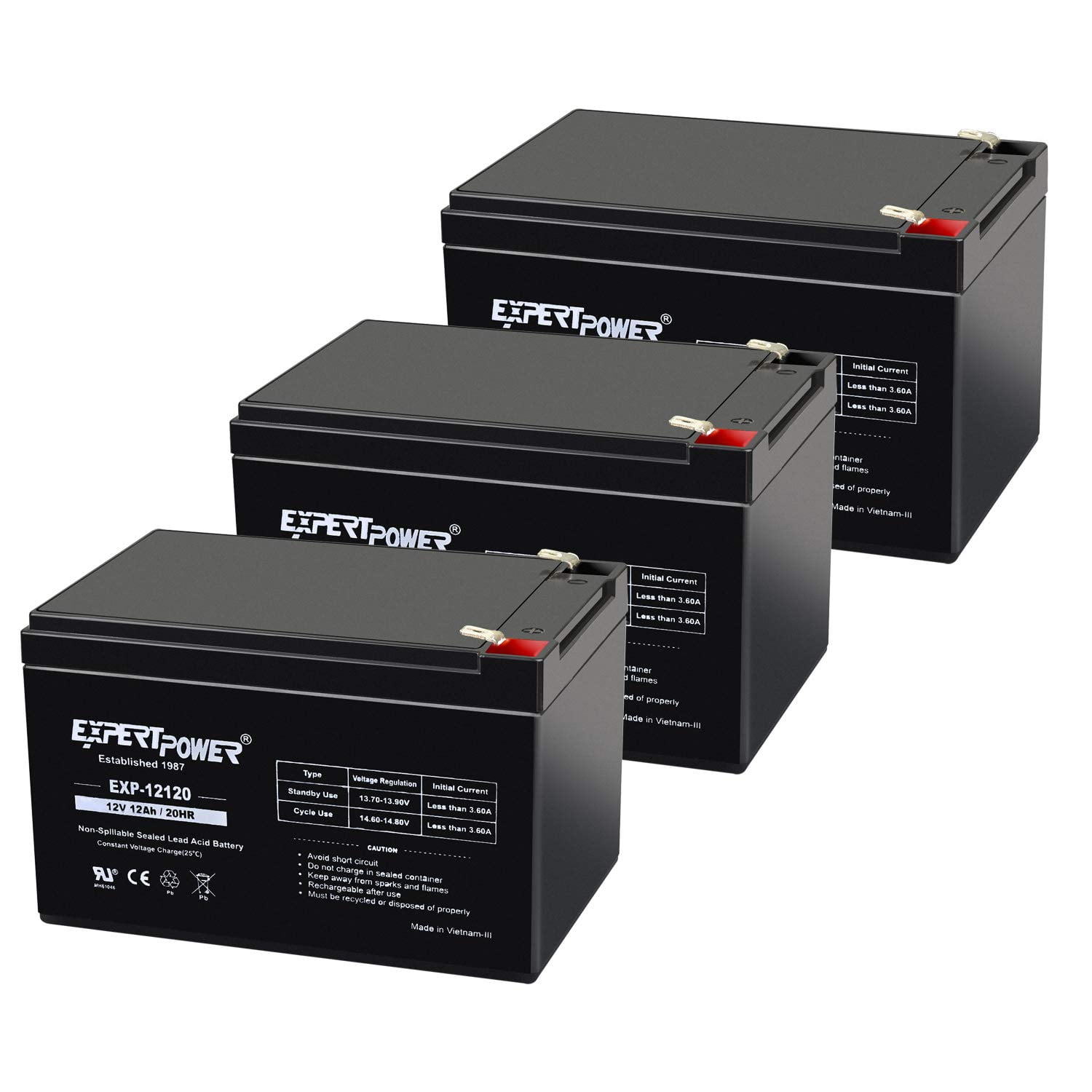 Click here for Expertpower 3 Pack 12 Volt 12 Ah Rechargeable Batt... prices