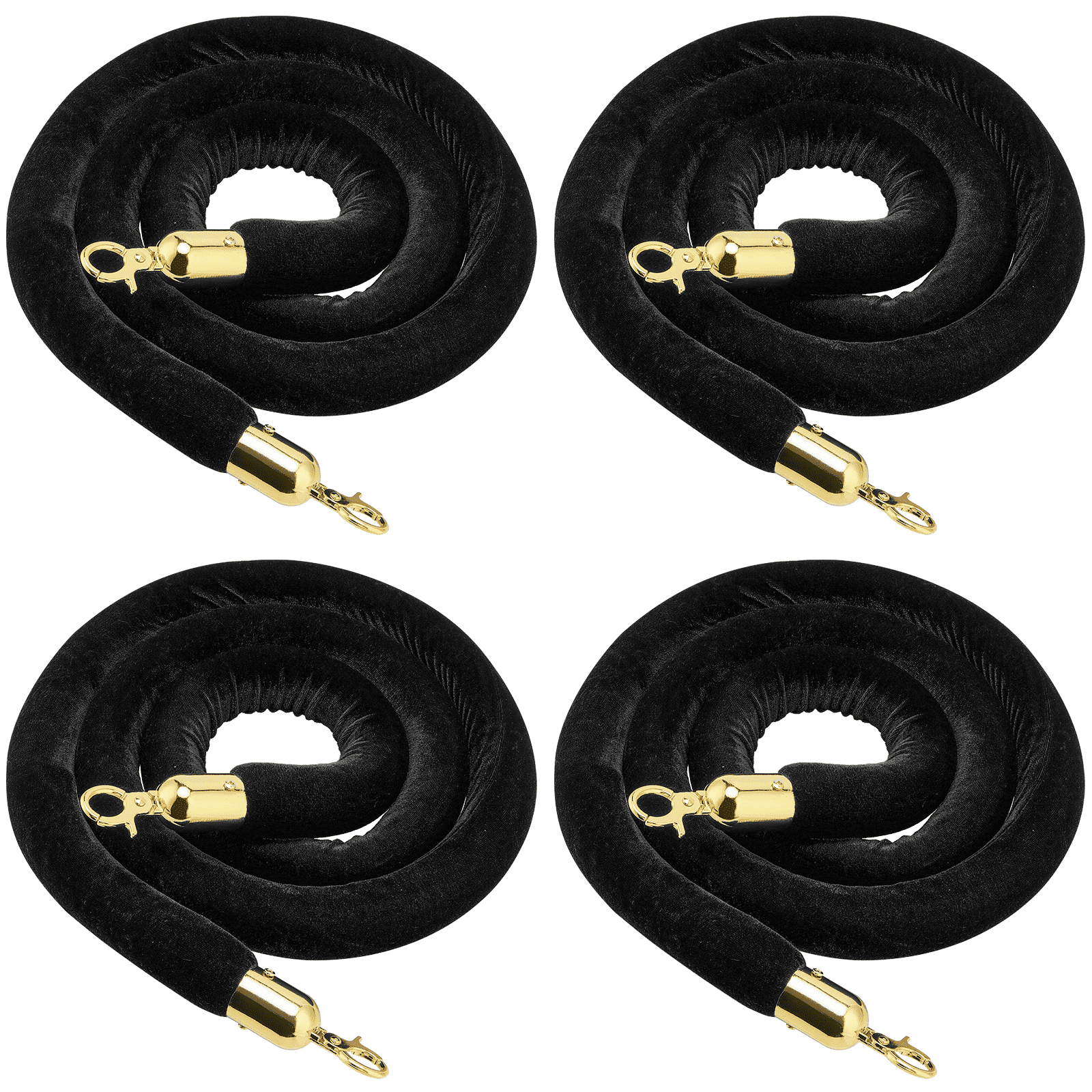 SEUNMUK 4 Pack 6.5ft Black Velvet Stanchion Rope, Crowd Control Rope ...