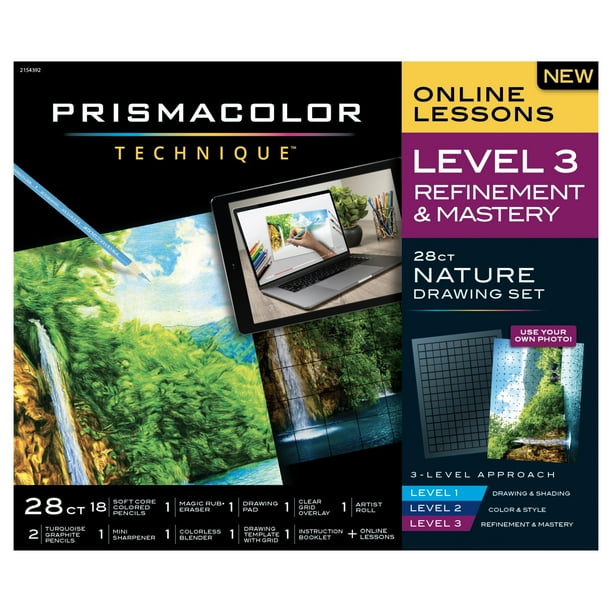 Prismacolor Technique Drawing Set, Level 3 Refinement & Mastery, 28-Piece Nature Drawing Set ...
