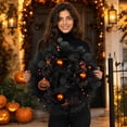 17.72inch LED Pumpkin Wreath, Built-in Red Light Strings and Attached ...