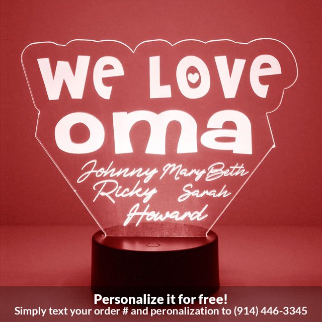 Mirror Magic Store We Love Oma Color Changing Personalized LED Light with Remote Control ...