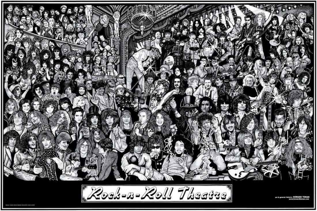 Rock & Roll Theatre Poster By Howard Teman - 36x24 - Walmart.com