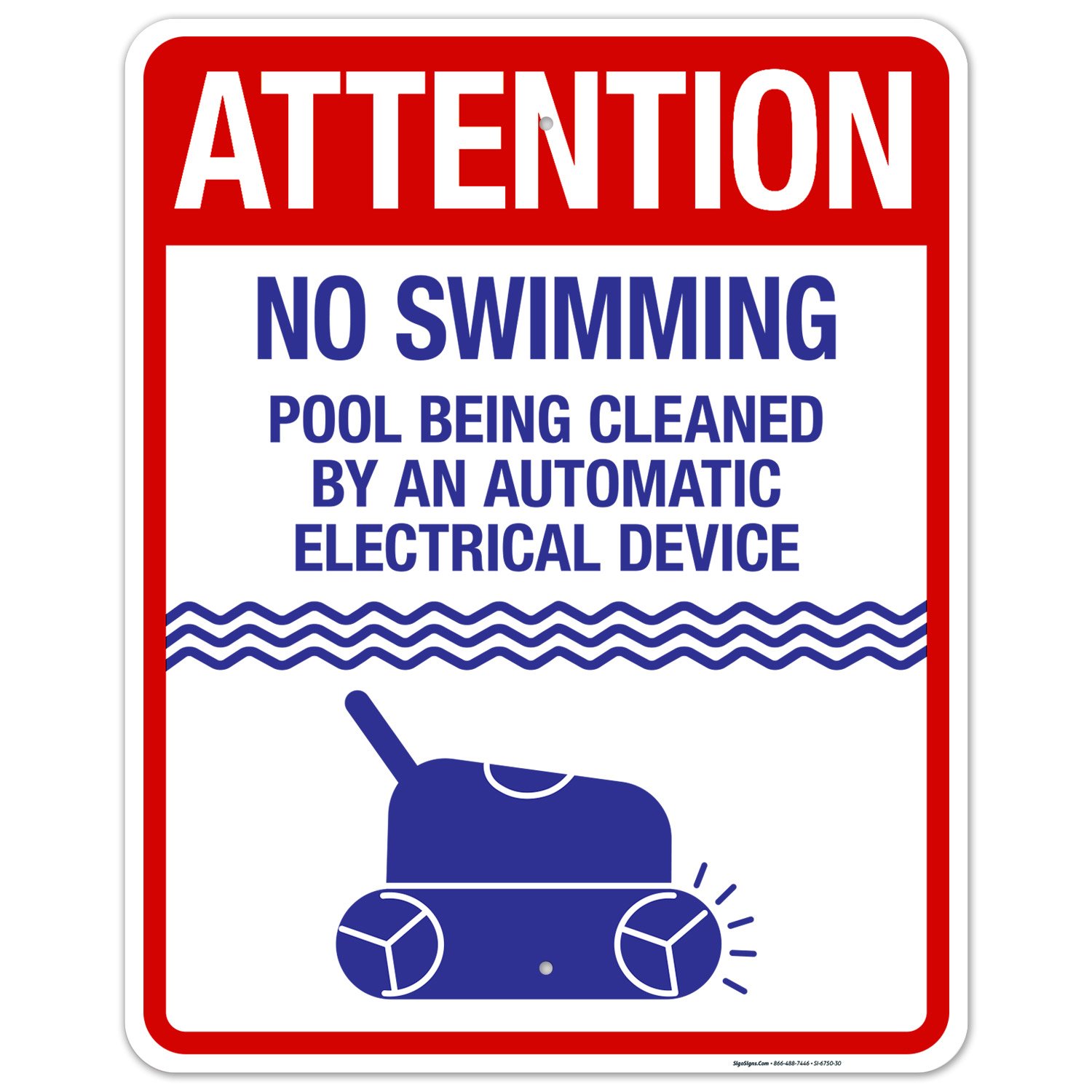 Attention Pool Being Cleaned By An Automatic Electrical Device Sign ...