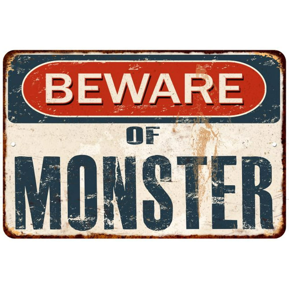 Beware of MONSTER Metal Sign Rusty Wall Decor 8x12 108120041781 ...