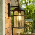 Uixe Outdoor Light Fixtures, Exterior Black Wall Sconce w/Seeded Glass ...