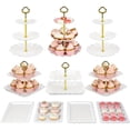 10 Pack Golden Dessert Stand Set, 3 Two-Tier & 3 Three-Tier Cupcake ...